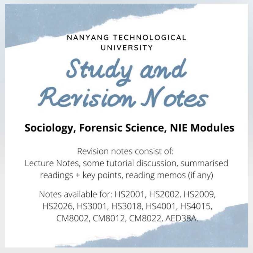 Ntu Revision Notes Summarised Readings And Lecture For Sociology Forensic Science And Nie