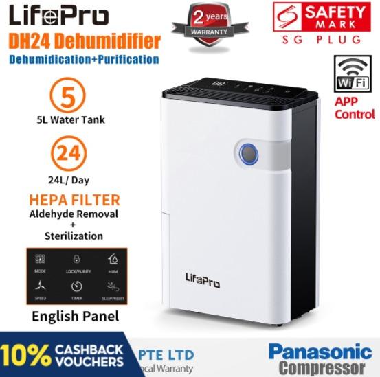 【Panasonic Compressor】LifePro DH24 24L/D Dehumidifier/ 5L Water Tank ...