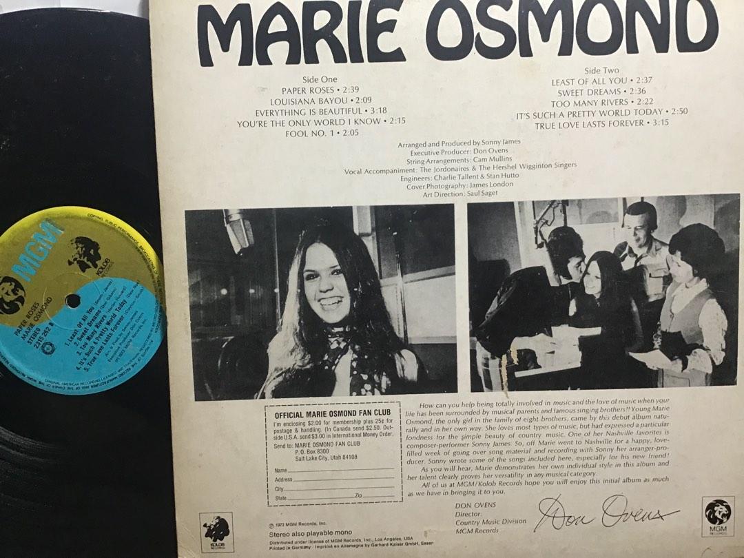 LP Marie Osmond (Donny & Marie) - Paper Roses OOP VINTAGE VINYL RECORD ...