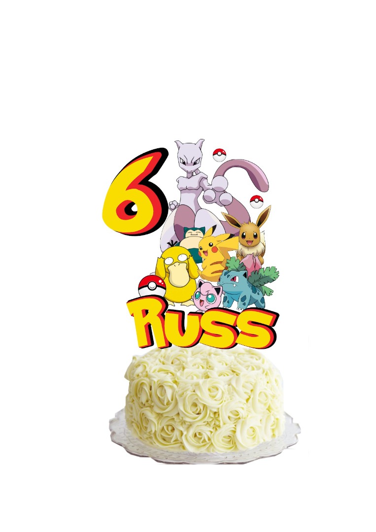Pokemon Cake Topper, Pikachu, Pokemon Birthday, Pokemon Cupcake ...