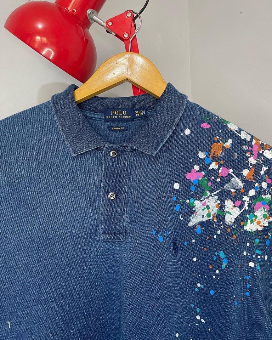 RALPH LAUREN DENIM PAINT SPLASH POLO, Men's Fashion, Tops & Sets ...
