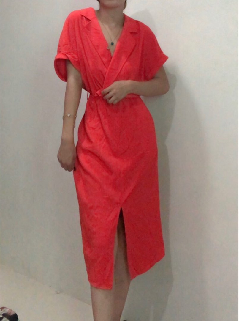 Red Orange Dress (Super Nice), Women's Fashion, Dresses & Sets, Dresses ...
