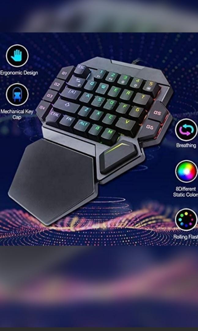 RGB One Handed Mechanical Gaming Keyboard,Colorful Backlit Professional ...