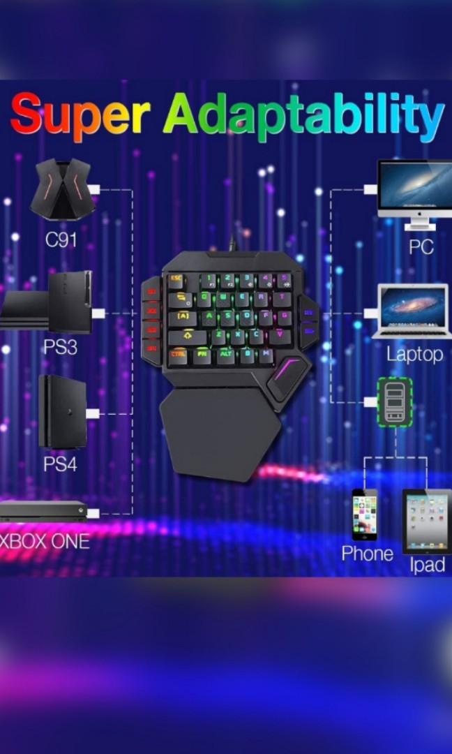 RGB One Handed Mechanical Gaming Keyboard,Colorful Backlit Professional ...