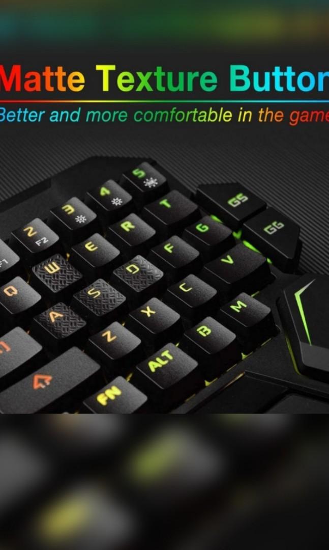RGB One Handed Mechanical Gaming Keyboard,Colorful Backlit Professional ...
