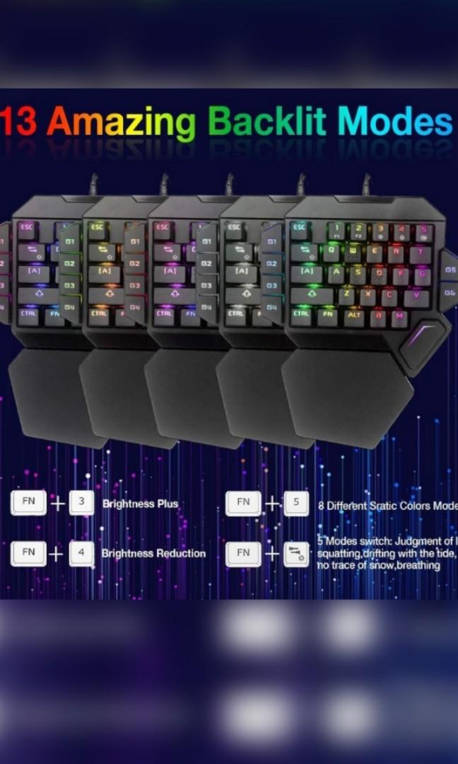 Wrist Rest Hot Selling One Handed Rgb Gaming Keyboard Usb Wired Single ...