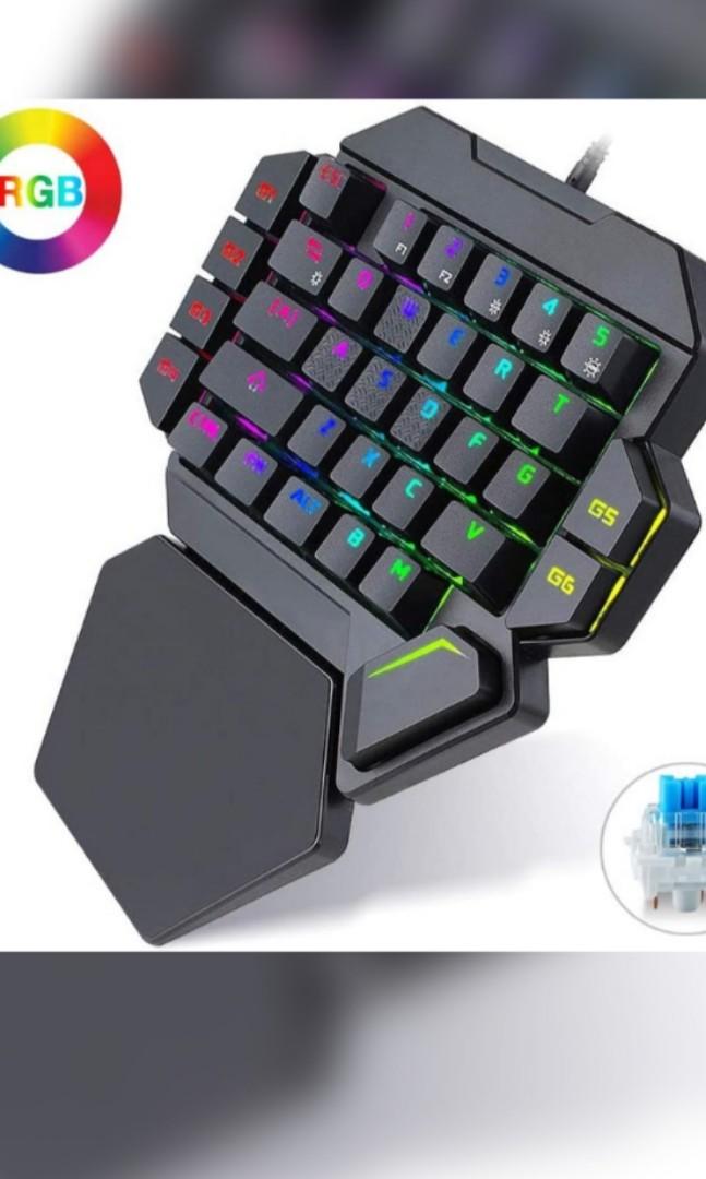 RGB One Handed Mechanical Gaming Keyboard,Colorful Backlit Professional ...