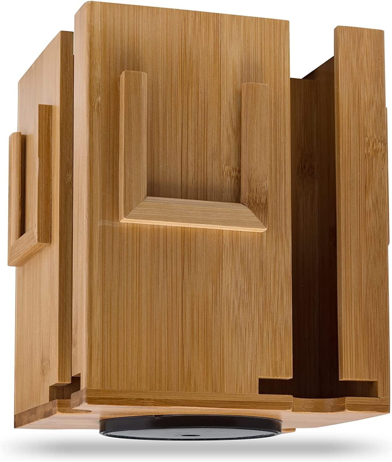 Rotating Tea Bag Caddy Organizer - Smooth Finish Solid Bamboo Teabag ...