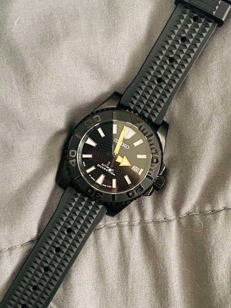 Seiko Sub Mod Stealth black, Men's Fashion, Watches & Accessories ...
