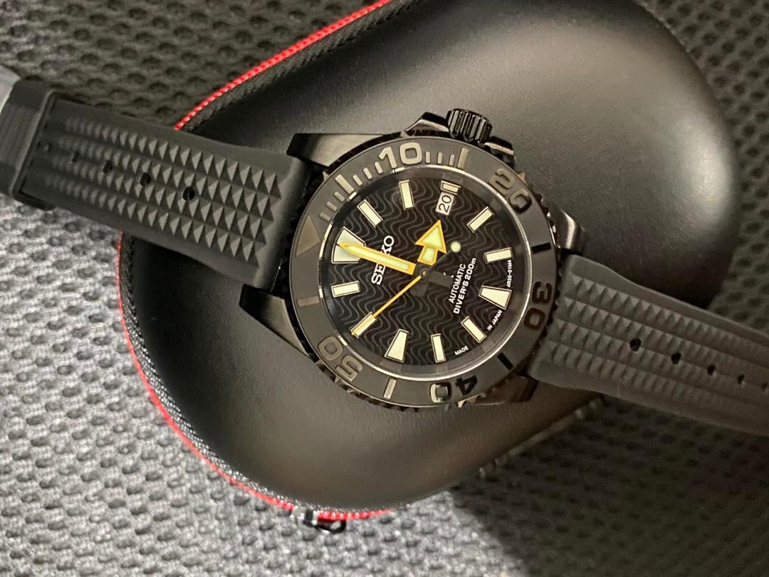 Seiko Sub Mod Stealth black, Men's Fashion, Watches & Accessories ...