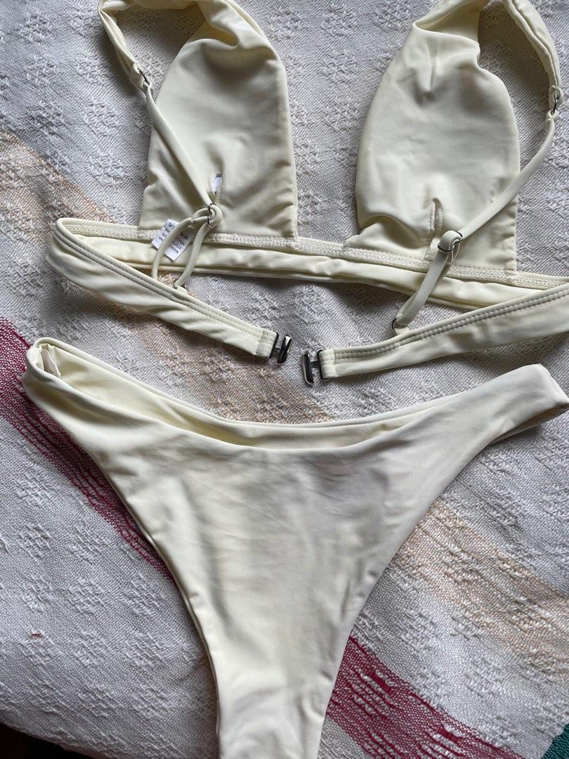 Sexy V 2 piece bikini - Cream white, Women's Fashion, Swimwear, Bikinis ...