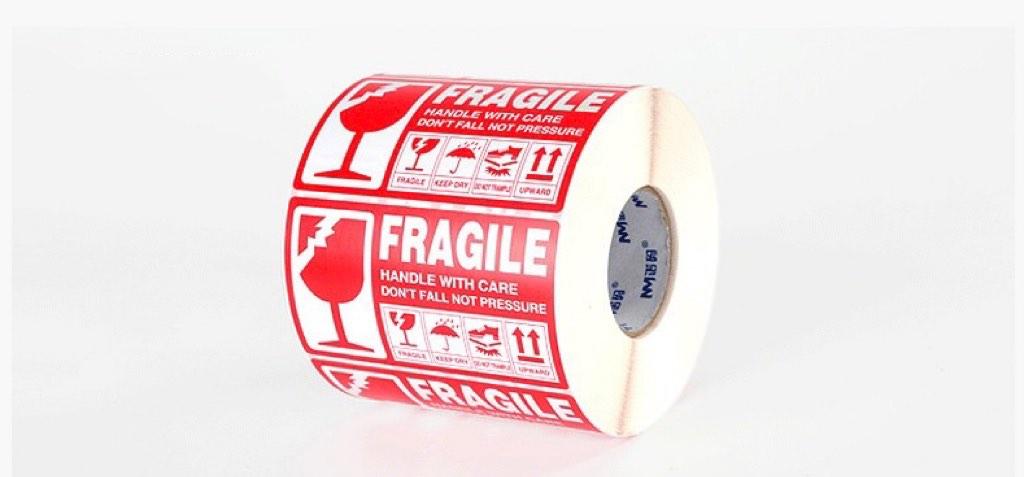 [SG STOCK] 9 x 5cm Fragile Sticker/ Cargo Label/Carton Box/ Bubble Wrap ...