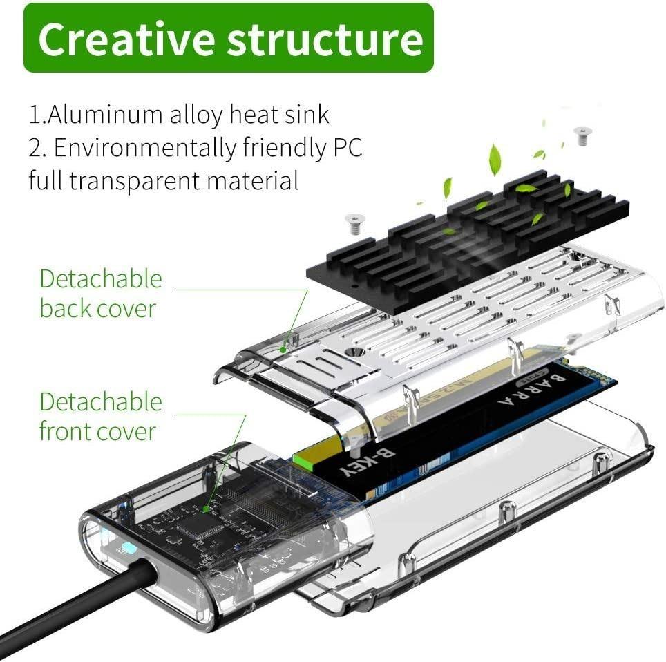 SJ228 AODUKE Tool-Free M.2 SATA SSD Enclosure Adapter, USB 3.0 to NGFF ...