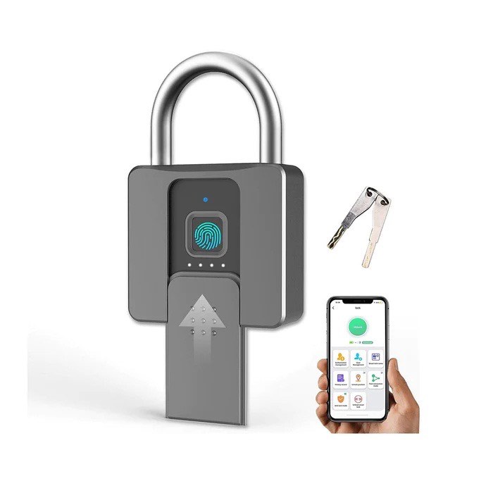 SMART Keyless Fingerprint Padlock, App Remote Unlock Waterproof Key ...