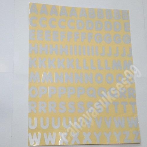 Sticker Alphabet Abjad Huruf Putih Reflective Font Size 3cm x 2,5cm ...