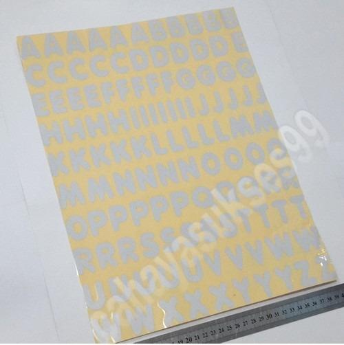 Sticker Alphabet Abjad Huruf Putih Reflective Font Size 3cm x 2,5cm ...