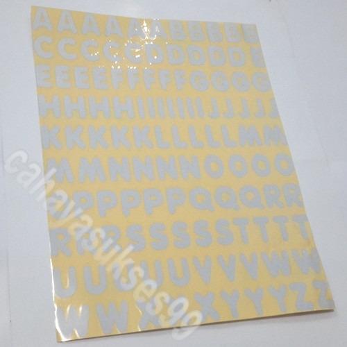 Sticker Alphabet Abjad Huruf Putih Reflective Font Size 3cm x 2,5cm ...