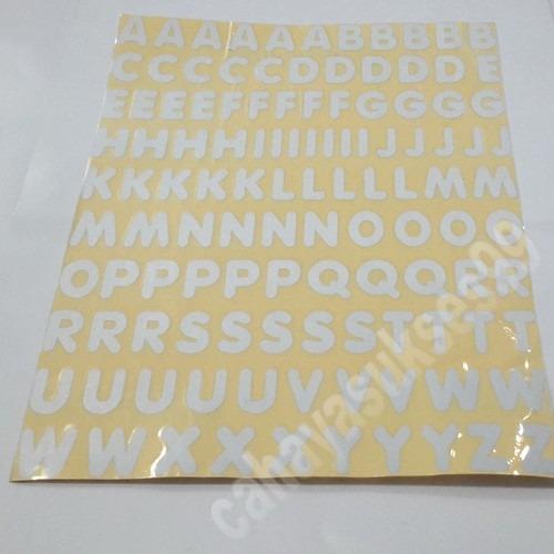 Sticker Alphabet Abjad Huruf Putih Reflective Font Size 3cm x 2,5cm ...