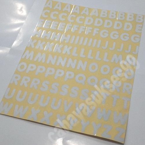 Sticker Alphabet Abjad Huruf Putih Reflective Font Size 3cm x 2,5cm ...