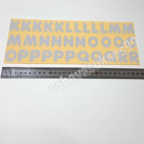 Sticker Alphabet Abjad Huruf Putih Reflective Font Size 3cm x 2,5cm ...