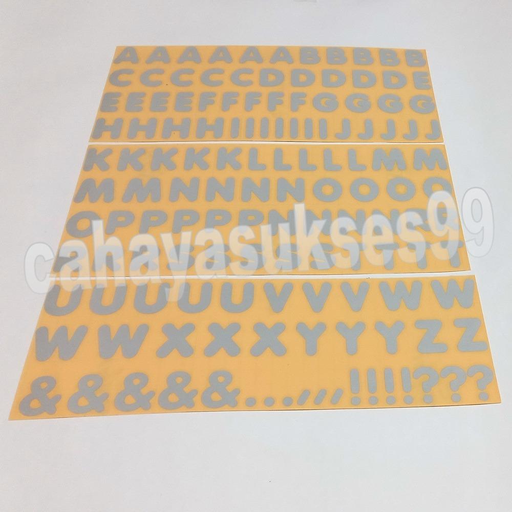 Sticker Alphabet Abjad Huruf Putih Reflective Font Size 2,8cm x 2,3cm ...
