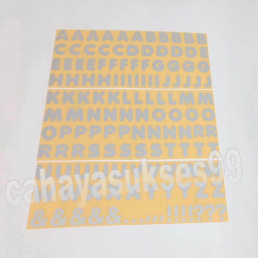 Sticker Alphabet Abjad Huruf Putih Reflective Font Size 2,8cm x 2,3cm ...
