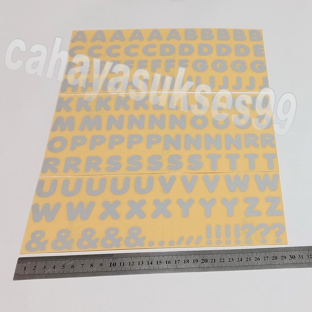 Sticker Alphabet Abjad Huruf Putih Reflective Font Size 2,8cm x 2,3cm ...