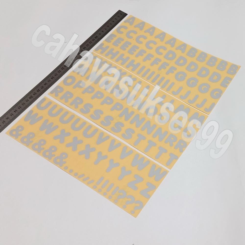 Sticker Alphabet Abjad Huruf Putih Reflective Font Size 2,8cm x 2,3cm ...