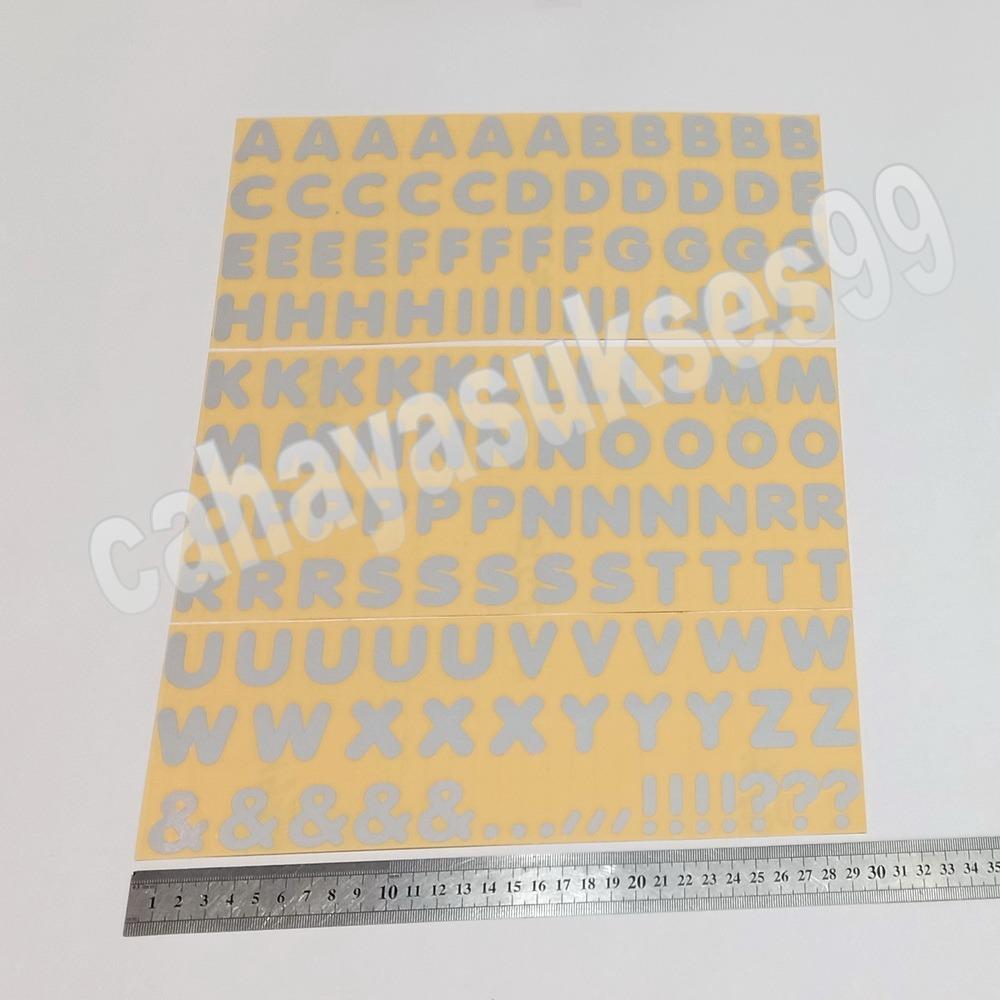 Sticker Alphabet Abjad Huruf Putih Reflective Font Size 2,8cm x 2,3cm ...