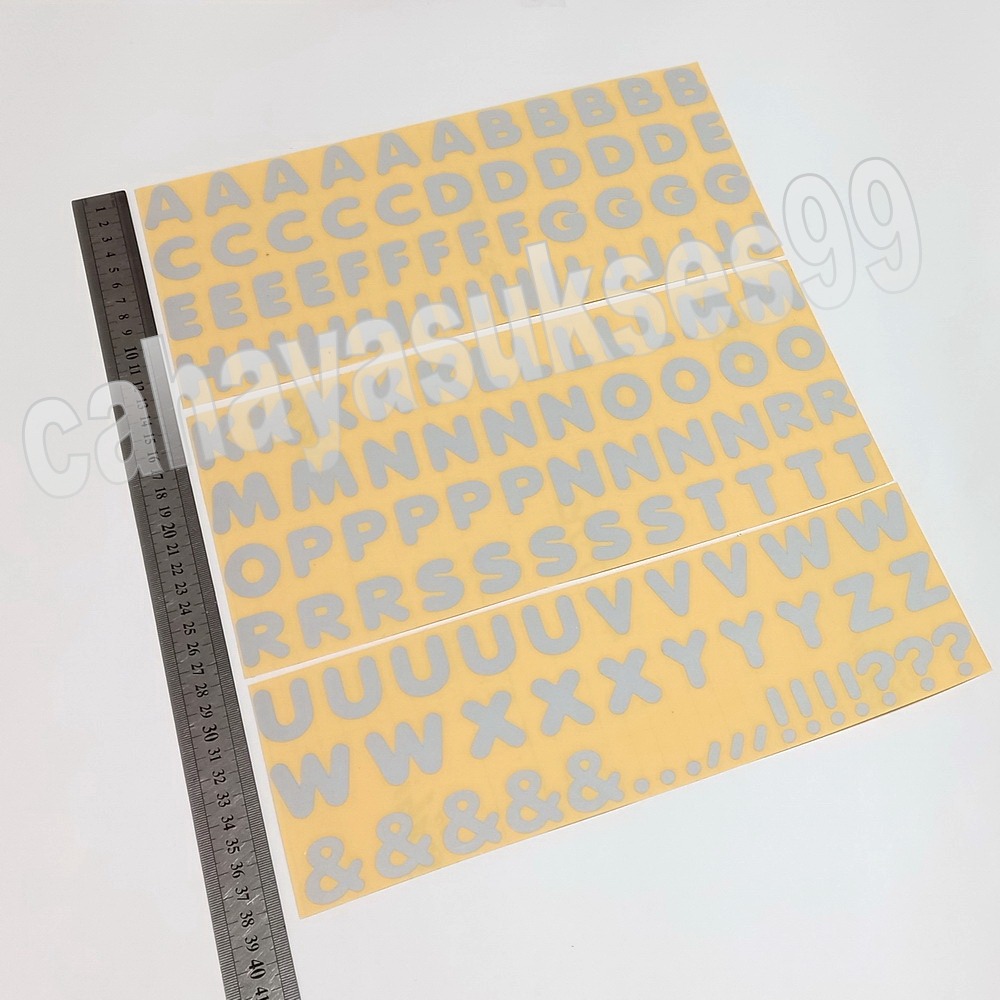 Sticker Alphabet Abjad Huruf Putih Reflective Font Size 2,8cm x 2,3cm ...