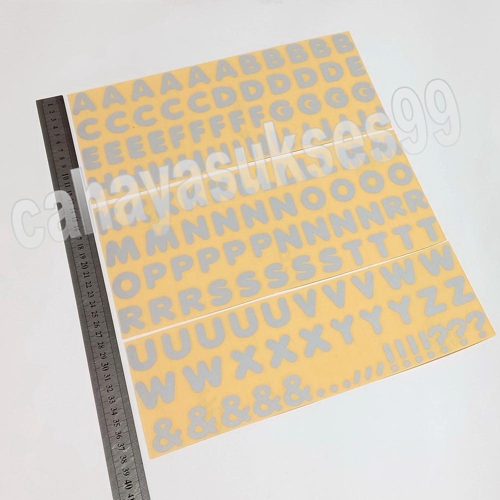 Sticker Alphabet Abjad Huruf Putih Reflective Font Size 2,8cm x 2,3cm ...