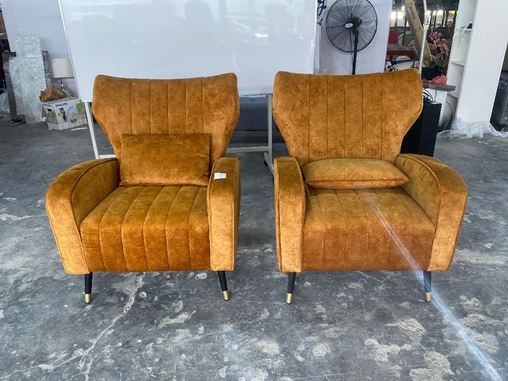 (S)Velvet Single Seater Armchairs Orange Colour / Kerusi Berlengan ...