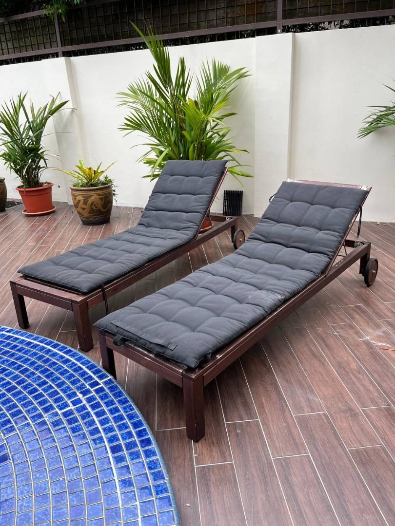 swimming pool bench with cushion, Furniture & Home Living, Outdoor ...