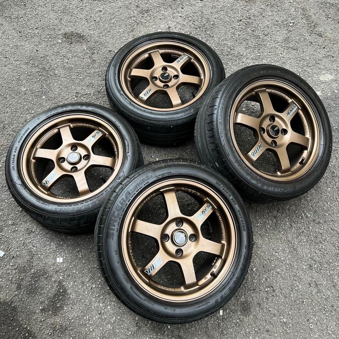 te37 15 inch sports rim alza tyre 70%, Auto Accessories on Carousell