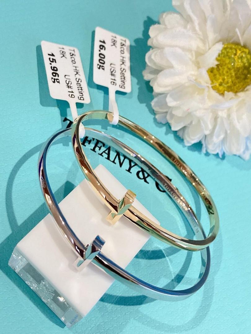 Tiffany Bangle 18k HK Setting, Women's Fashion, Jewelry & Organizers ...