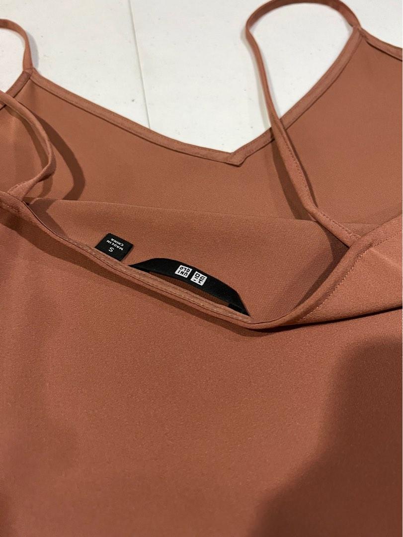 Uniqlo: Terracotta Spaghetti Strap Top, Women's Fashion, Tops ...