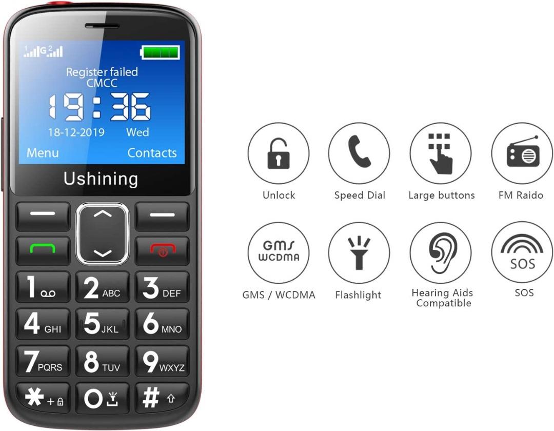Ushining Big Button Mobile Phone for Elderly, Unlocked Senior Mobile ...