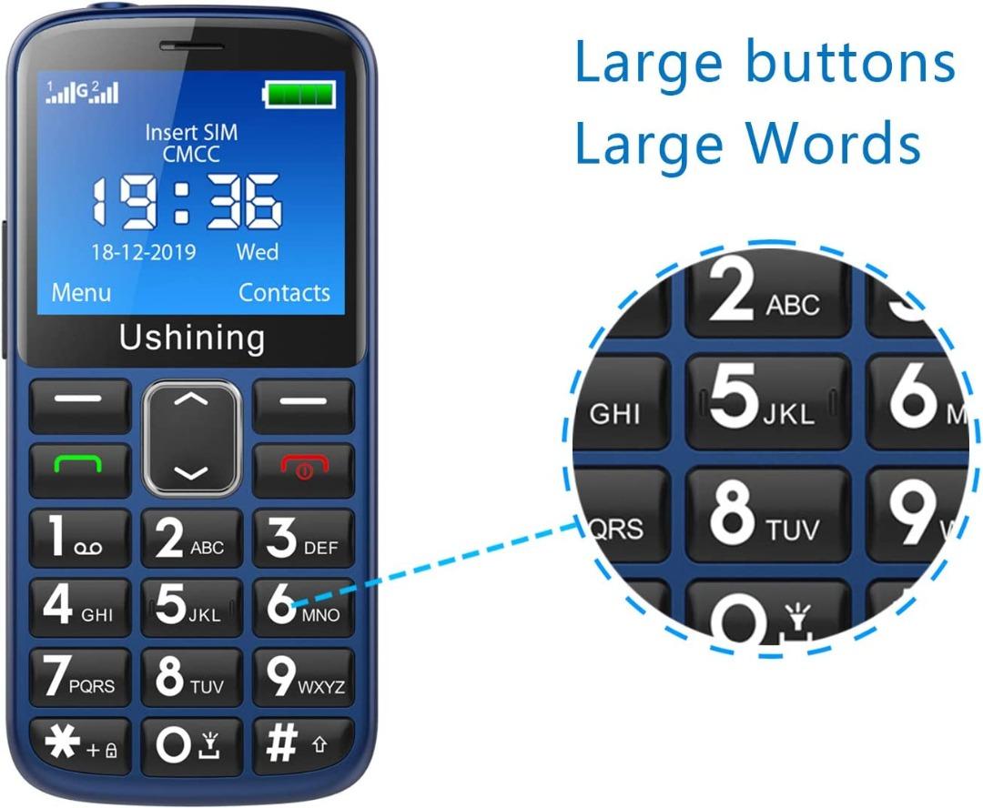 Ushining Big Button Mobile Phone for Elderly, Unlocked Senior Mobile ...