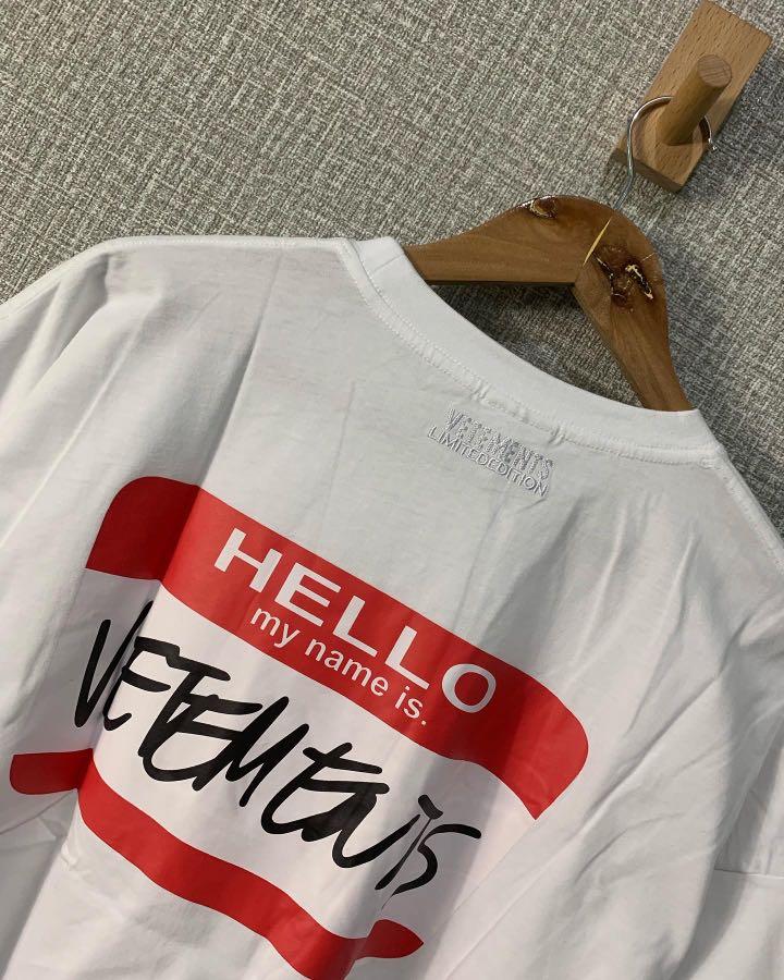 Vetements Name-Tag Shirt, Men's Fashion, Tops & Sets, Tshirts & Polo ...