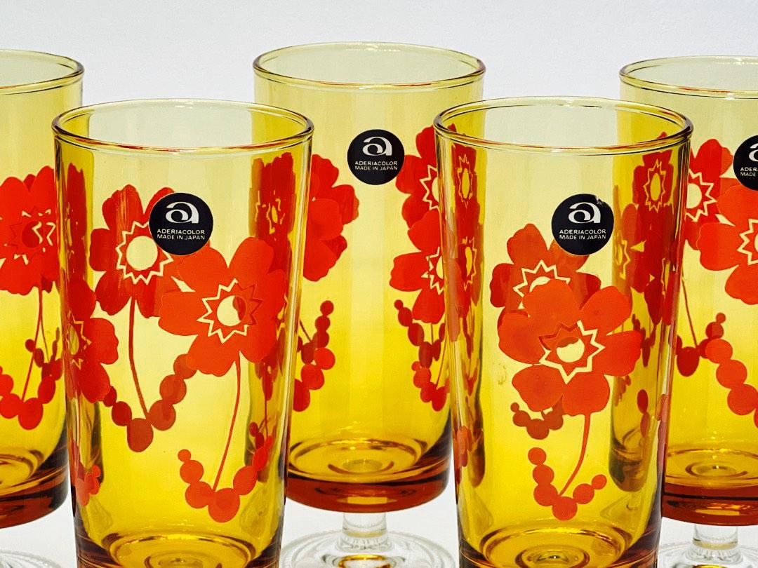 Vintage Aderia Japan Footed Glasses (Set of 5), Furniture & Home Living ...