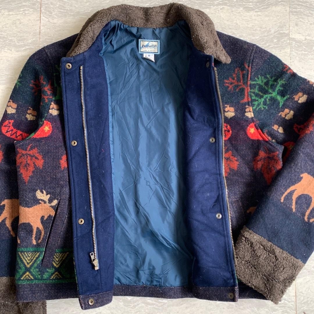 Vintage Pendleton Moose Canoe Trees Blanket Wool Jacket, Men's Fashion ...