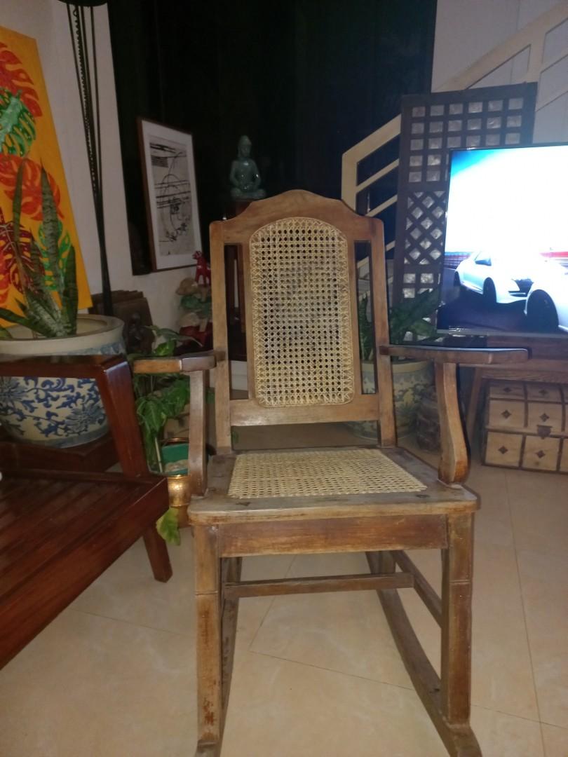 Vintage Solihiya Rocking Chair, Furniture & Home Living, Furniture ...