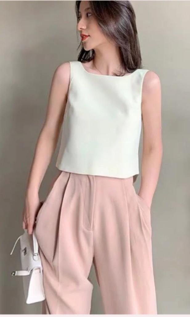 White Origami Top - V low back, Women's Fashion, Tops, Sleeveless on ...