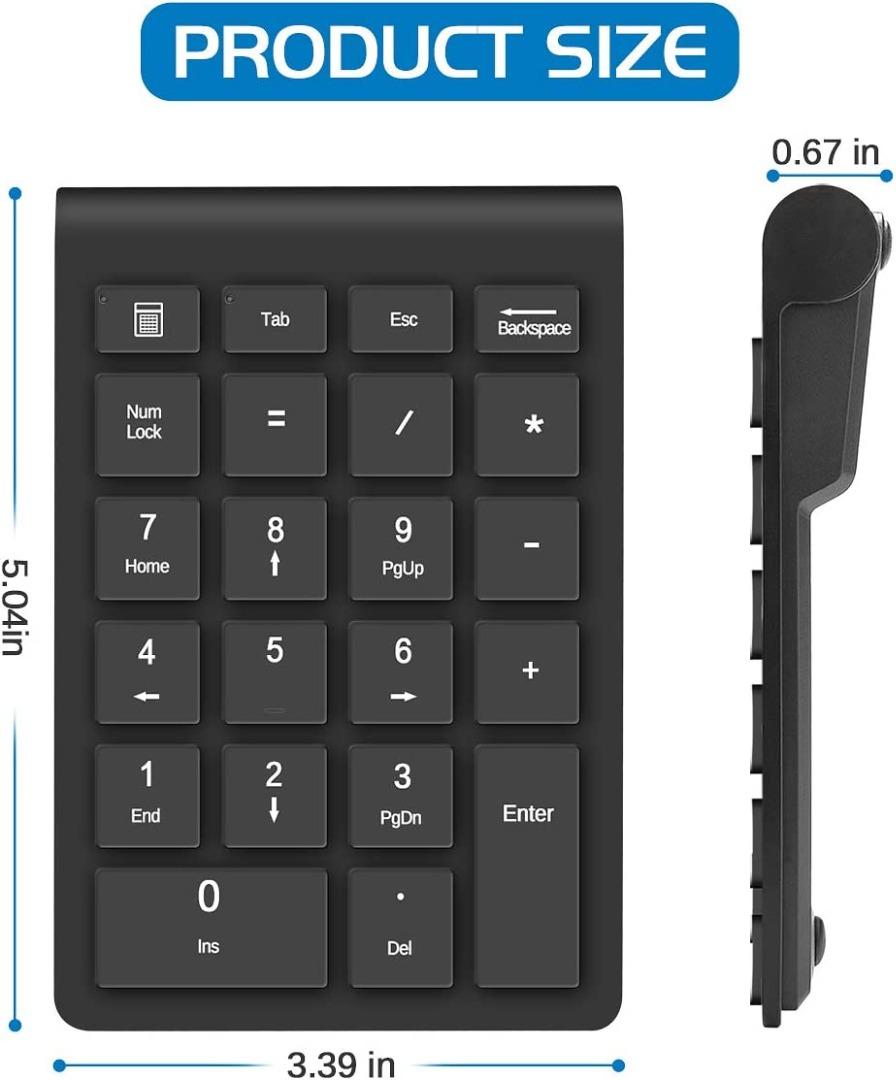 Wireless Number Pads, Numeric Keypad Numpad 22 Keys Portable 2.4 GHz Financial Accounting Number ...