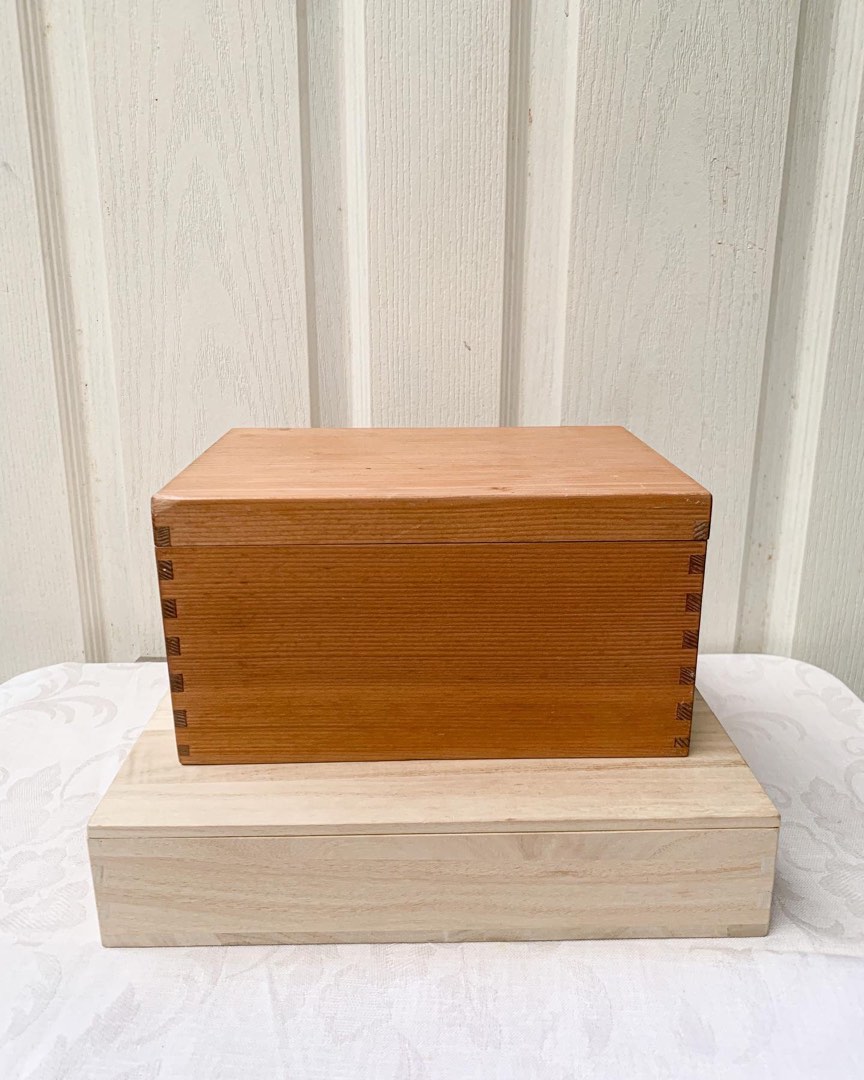 Wooden storage box with cover/ Japan wooden gift box, Furniture & Home ...