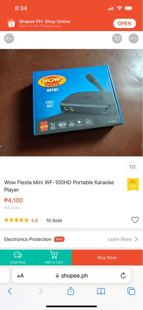 Wow Fiesta Mini WF-100HD Portable Karaoke with free mic, TV & Home ...