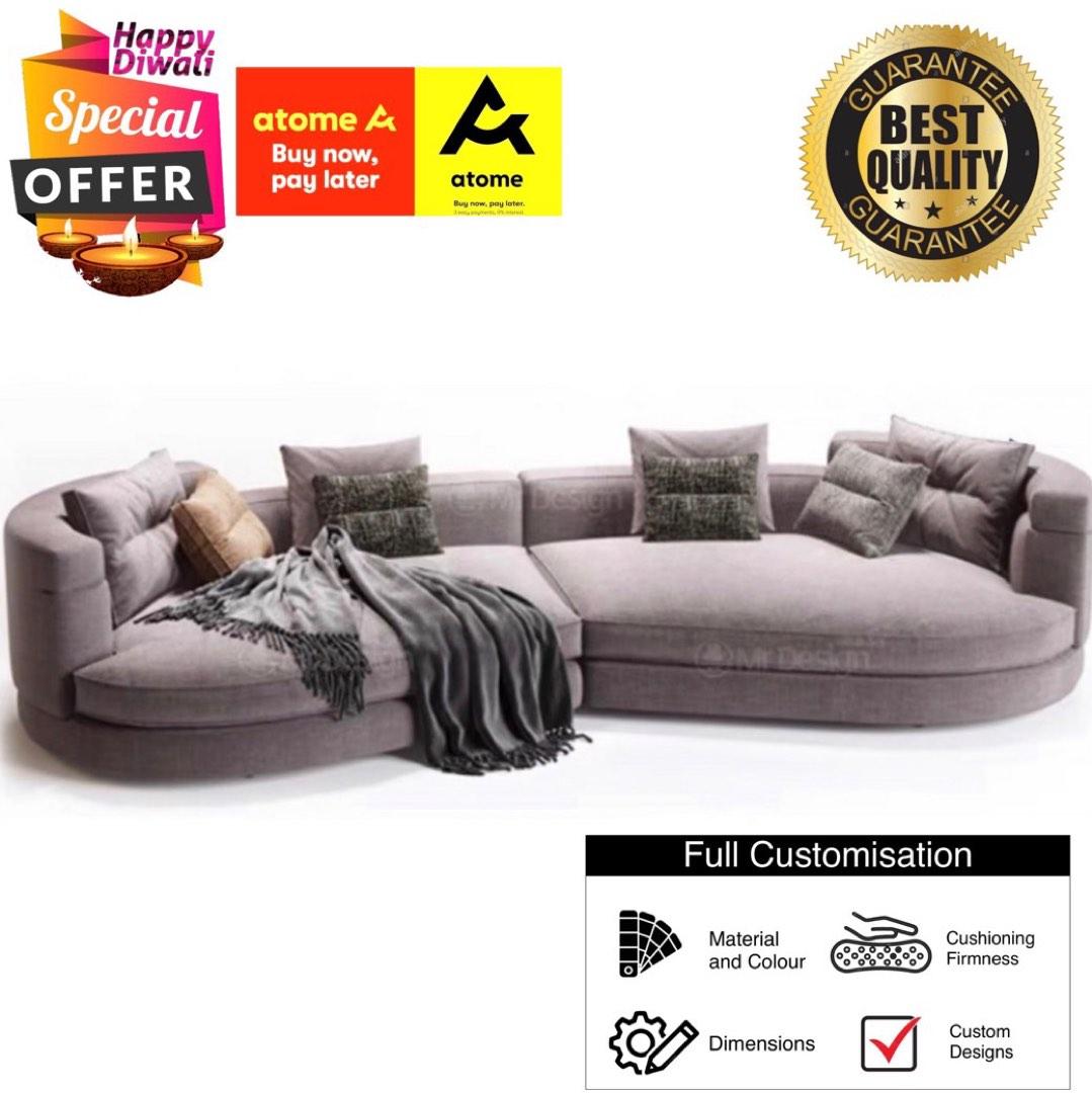 2 seater Kyle Designer Luxury Curve Sofa Multi-Seater Sofa Length 160cm ...