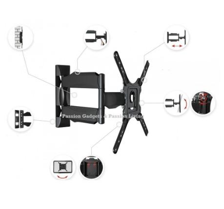 32-55inch NB P4 North Bayou Single Arm Full Motion TV Television Mount ...