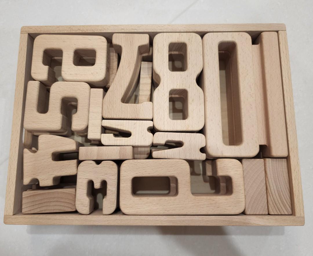 32 pieces Wooden Math Numeracy Numbers Building Block Set Montessori ...