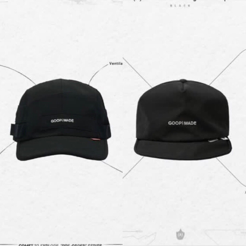 (合售) GOOPIMADE G R-1M Patch Camp cap + Big brain cap BLACK 孤僻, 男裝, 手錶及 ...